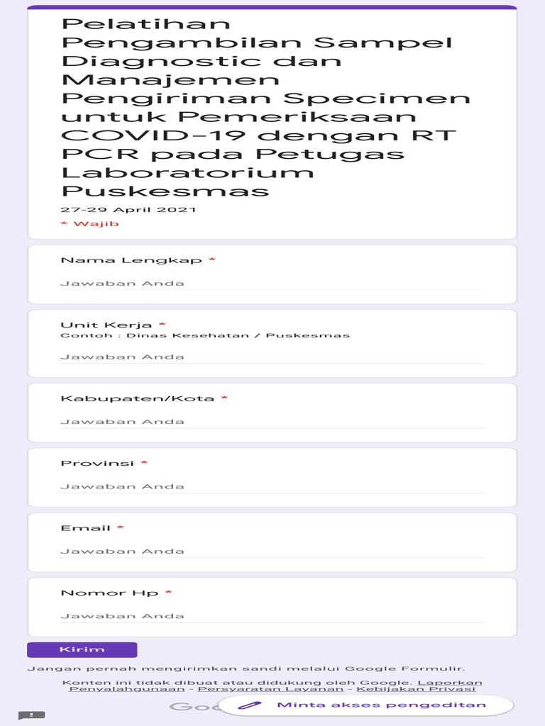 Pelatihan Pengambilan Sampel Diagnostic Dan Manajemen Pengiriman Specimen Untuk Pemeriksaan ...