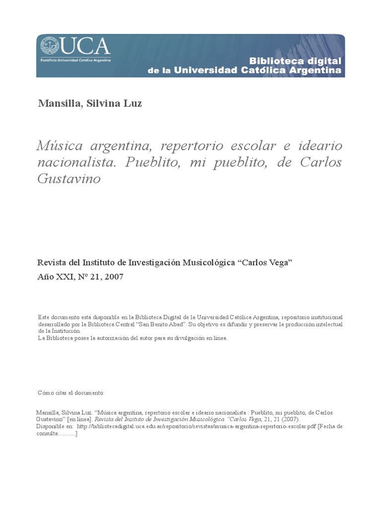 Musica Argentina Repertorio Escolar | PDF | Canciones | Coro