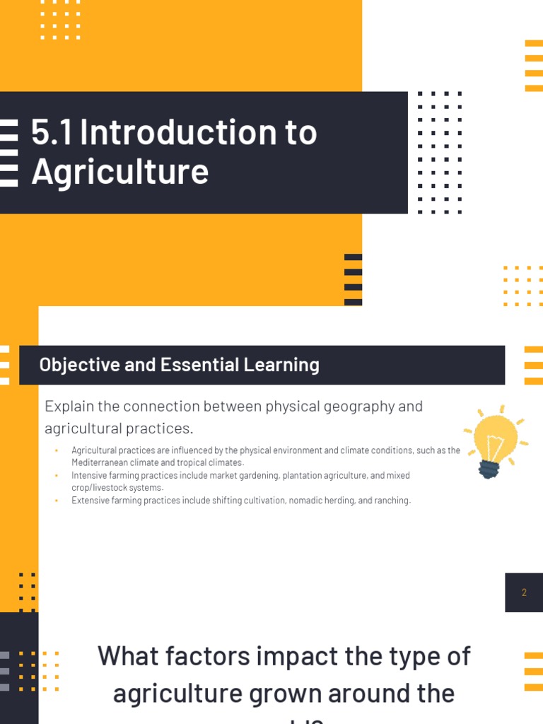 5.1 Introduction To Agriculture | PDF | Agriculture | Intensive Farming