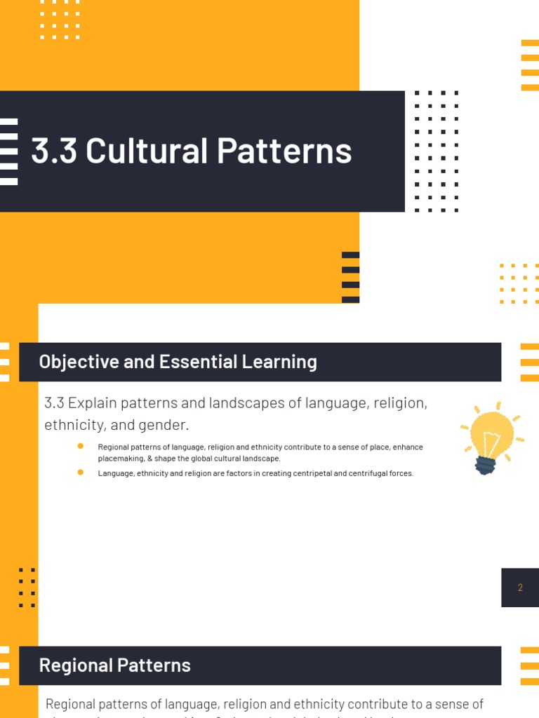 3.3 Cultural Patterns | PDF | Ethnic Groups | Landscape