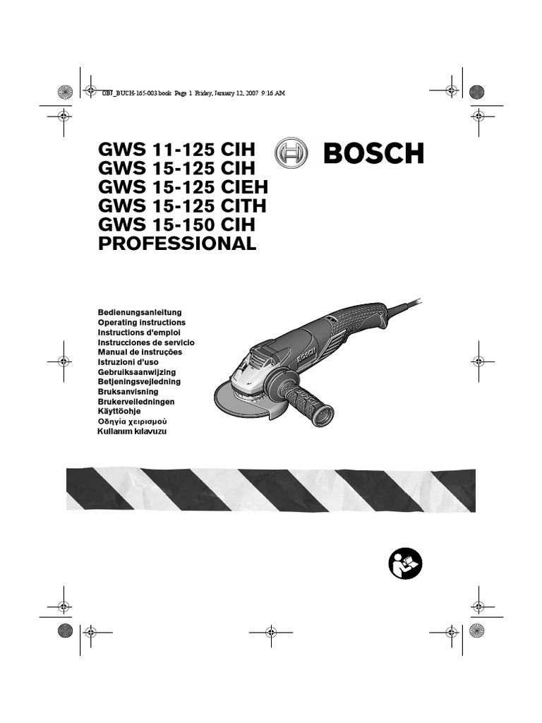 7 - ESMERIL Bosch 7 GWS 15-125 CIH Professional Angle Grinder | PDF
