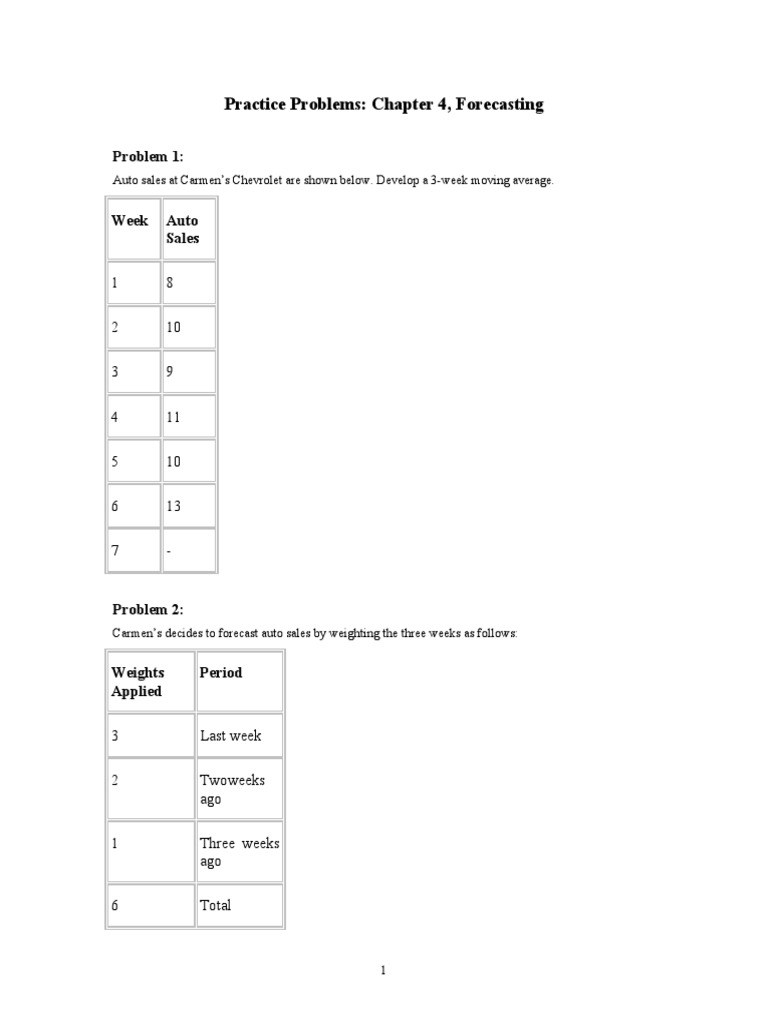Forecasting Solved Examples | PDF