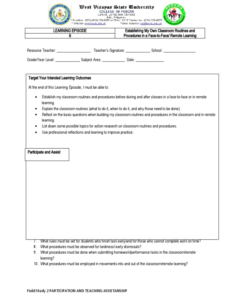 Fs2 Learning Episode 8 | PDF | Classroom | Classroom Management