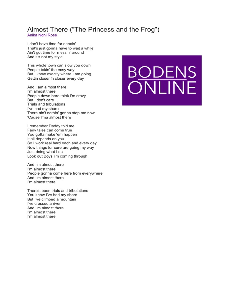 Almost There Lyrics | PDF