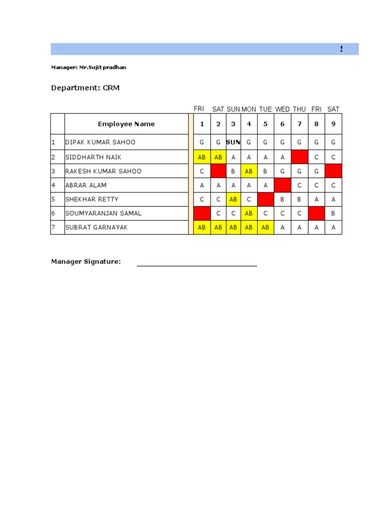 Employee Monthly Attendance Sheet | PDF