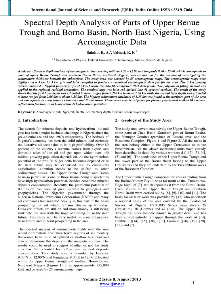 Spectral Depth Analysis of Parts of Upper Benue Trough and Borno Basin ...