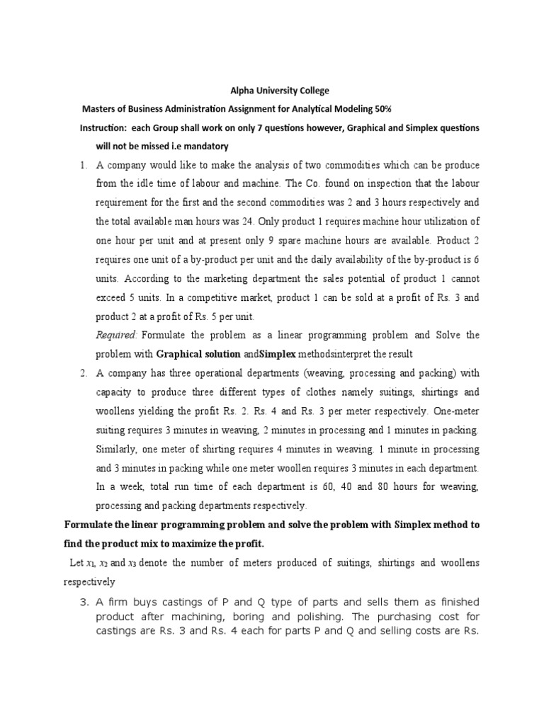 Qunatitative Analysis For Decisions Assignment-1 | PDF | Linear Programming | Business