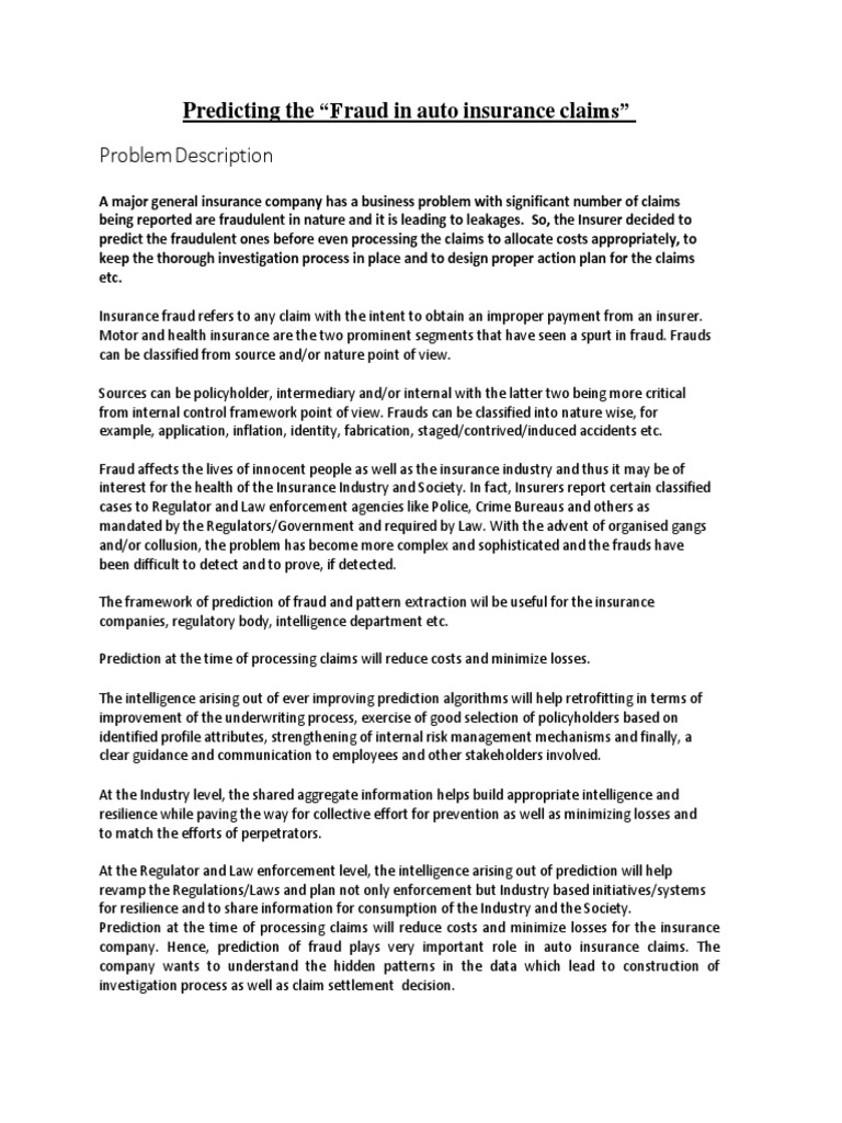 Problem Statement | PDF | Insurance | Fraud