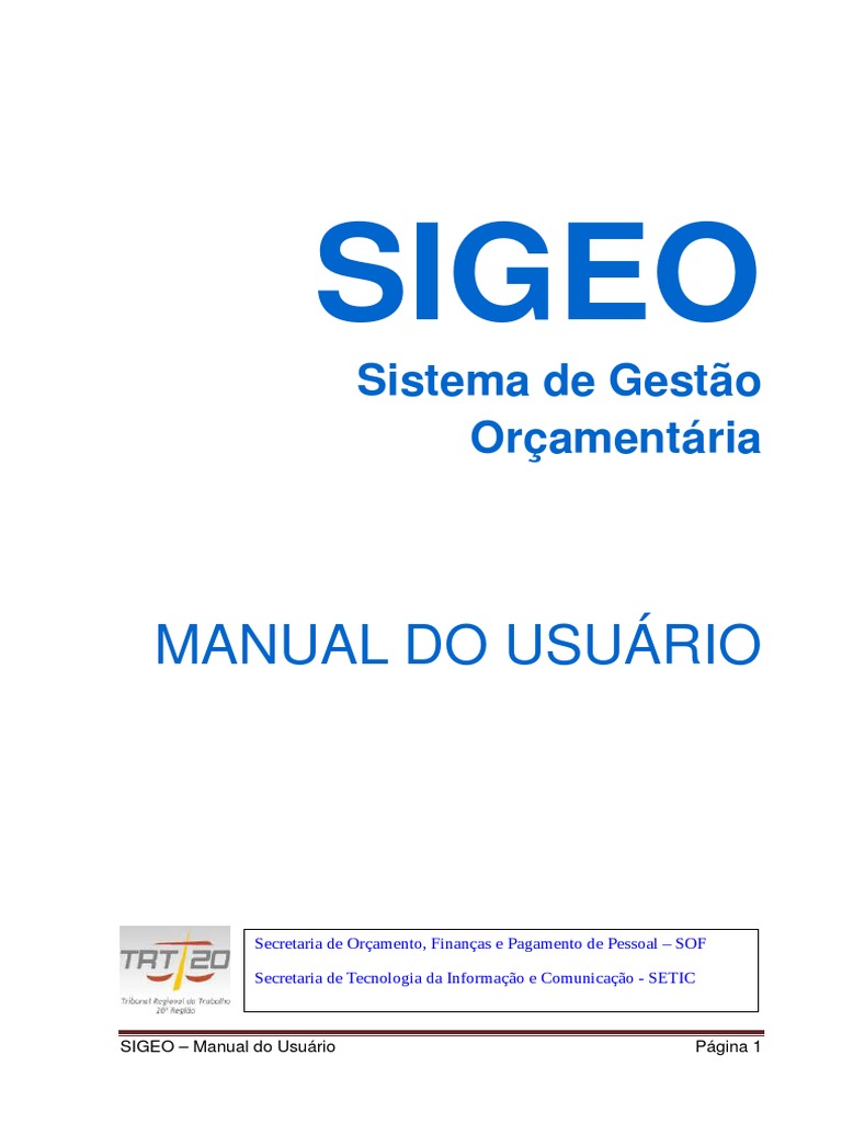 SIGEO | Download grátis PDF | Orçamento | Dados