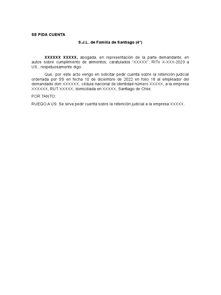 Modelo Se Pida Cuenta A Empleador de Retención Judicial | PDF