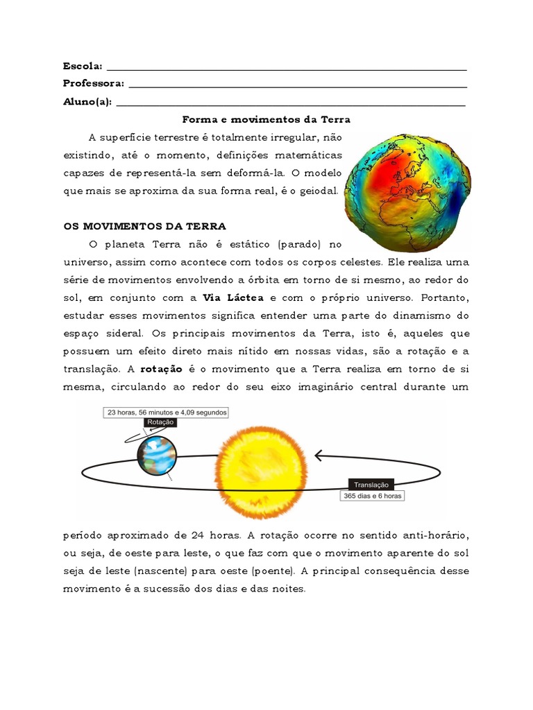 Movimentos e Camadas da Terra | PDF | Terra | Crosta (Geologia)