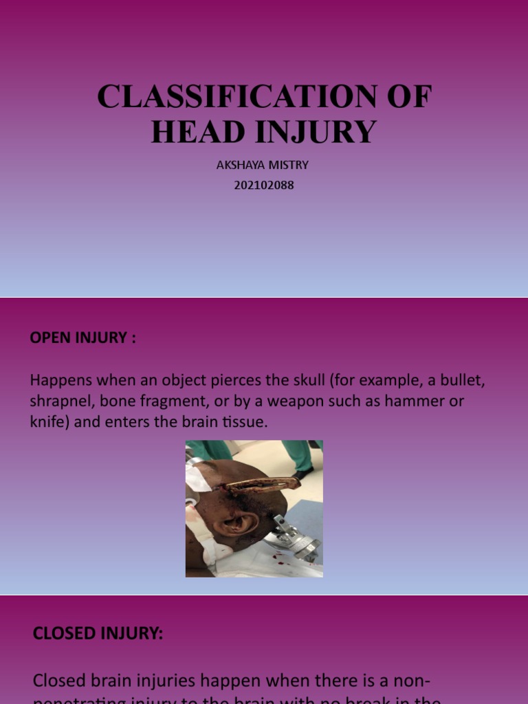 Head Injury Classification Overview | PDF | Philosophy | Science ...
