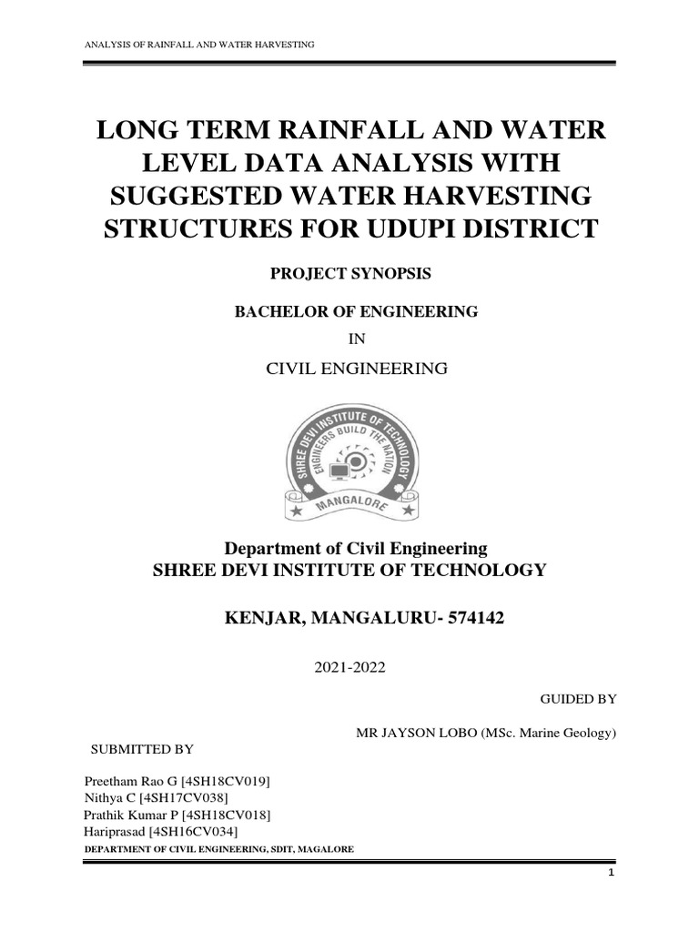 Rainfall Analysis 0 Water Harvesting Final PDF | PDF | Precipitation ...