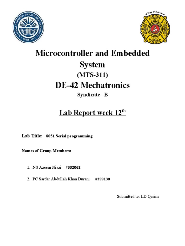 Microcontroller and Embedded System DE-42 Mechatronics: Lab Report Week 12 | PDF