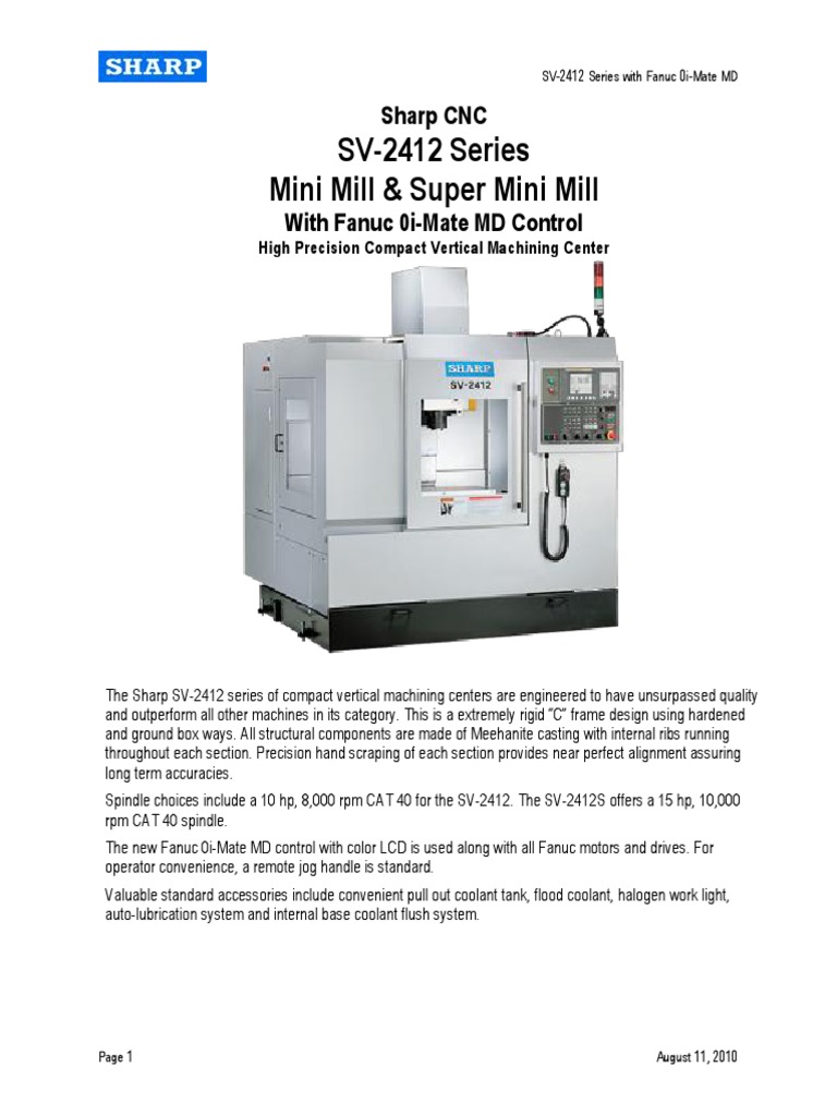 Sharp SV-2412 - Spec Sheet | PDF