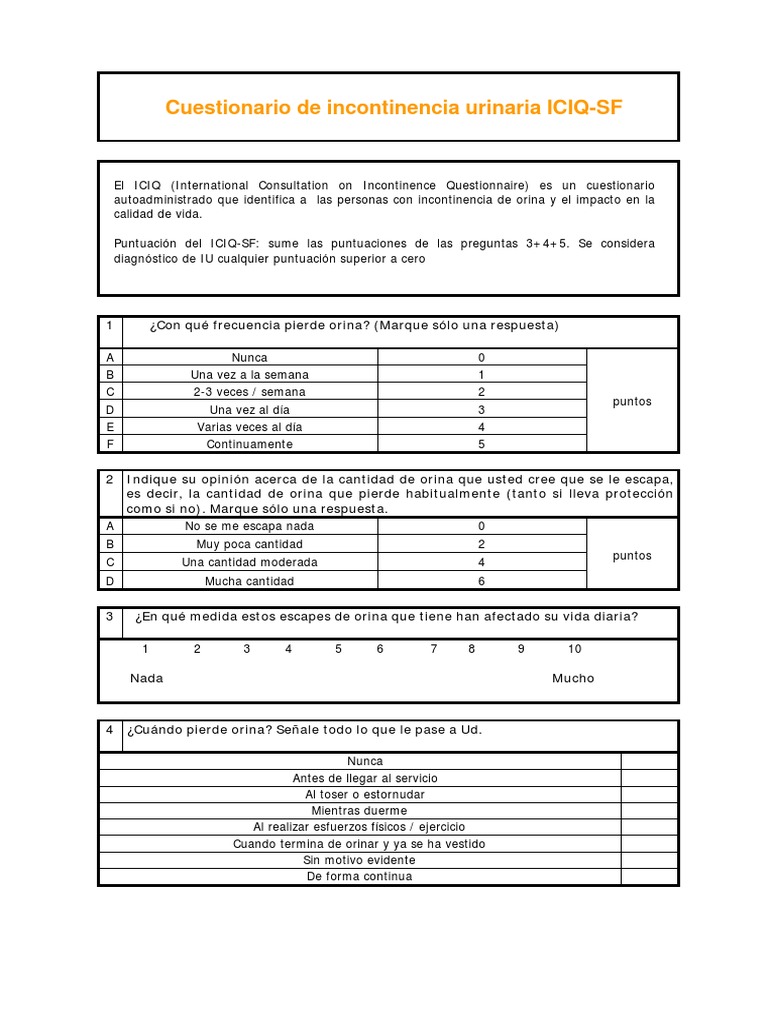 25.cuestionario Iciq - SF | PDF