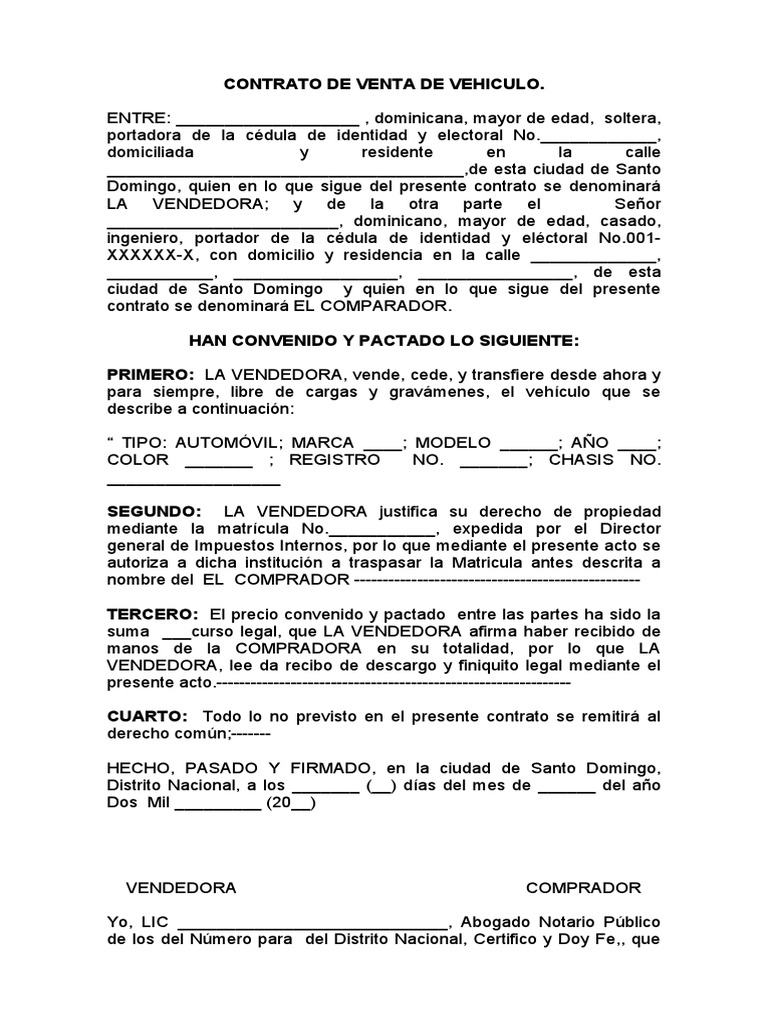 Modelo-Venta Vehiculo 2 | PDF | República Dominicana | Justicia