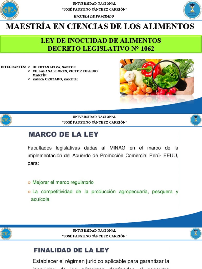 Ley de Inocuidad de Alimentos | PDF