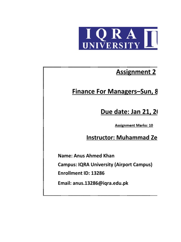 FFM Assignment 2 | PDF | Corporations | Financial Services