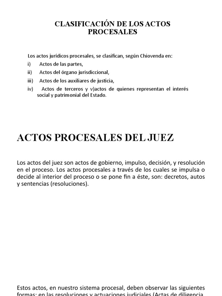 Clasificación de Los Actos Procesales | Descargar gratis PDF | Ley ...