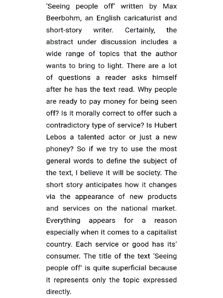 Seeing People Off Summary | PDF