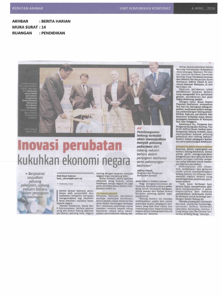 Keratan Akhbar 4.4 .2016 Siri 1 | PDF
