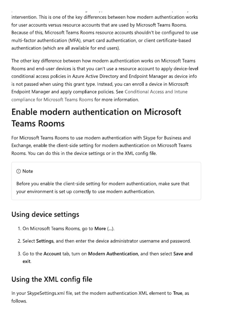 Authetication in MS Teams Rooms On Windows | PDF
