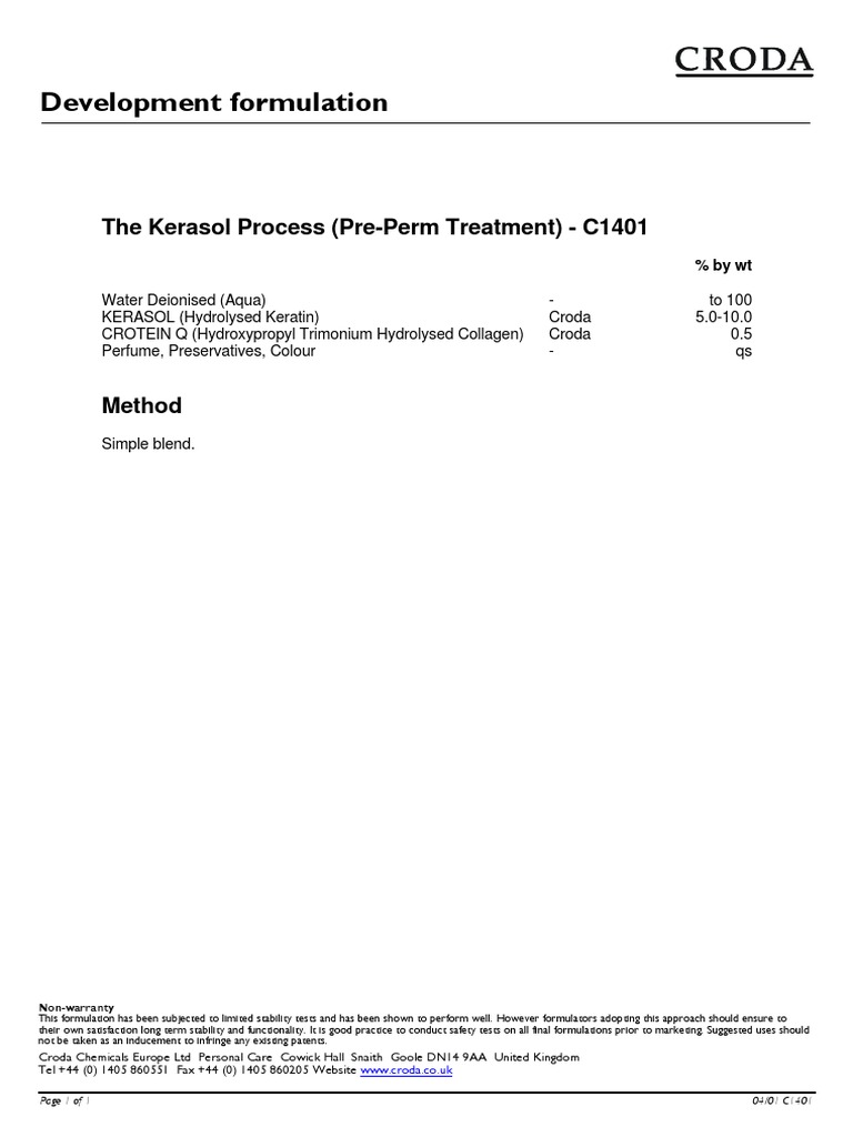 The Kerasol Process - Pre Perm Treatment | PDF