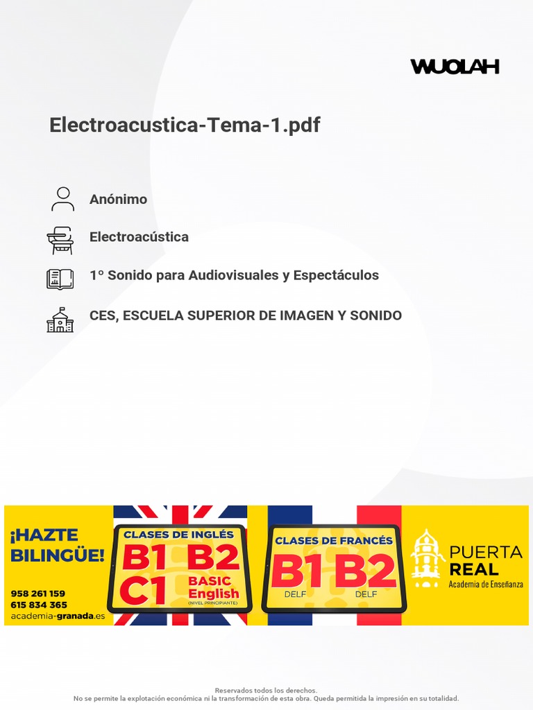 Electroacustica Tema 1 | PDF | Decibel | Sonido