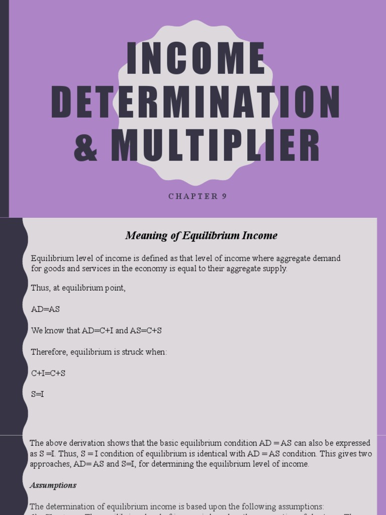 Income Determination & Multiplier | PDF | Full Employment | Fiscal ...