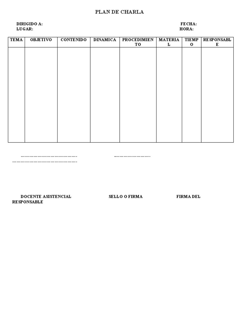 Plan de Charla: Estructura y Objetivos | PDF