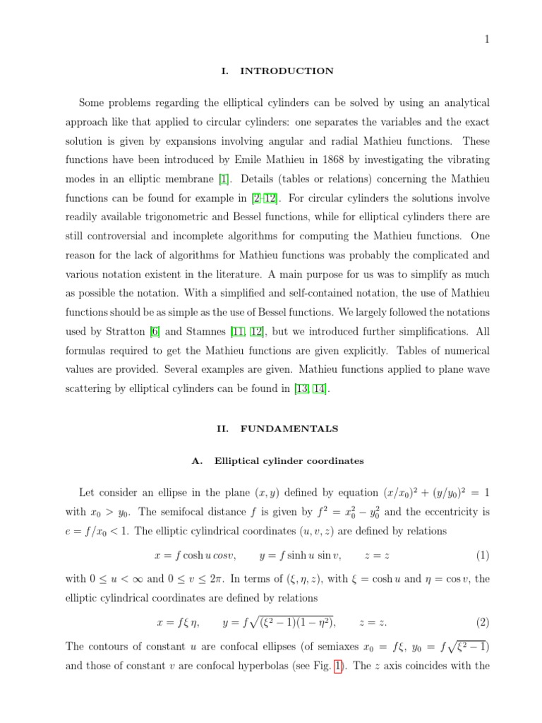Matheiu Function Documentation | PDF | Ellipse | Eigenvalues And ...