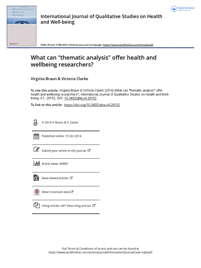 What Can Thematic Analysis Offer Health and Wellbeing Researchers | PDF ...