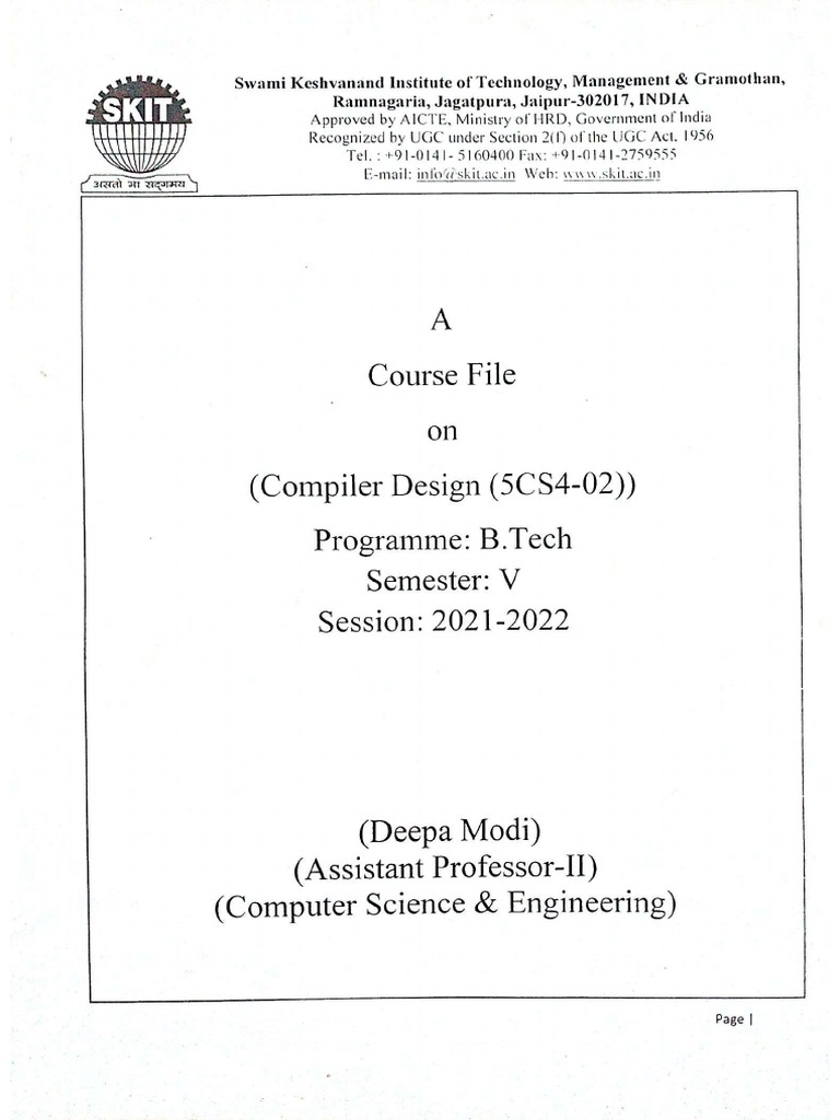 (5CS4-02) - Compiler Design - Deepa Modi | PDF | Parsing | Compiler