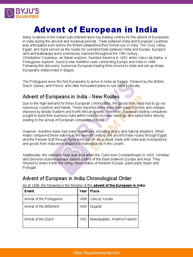 Advent of European in India Upsc Notes 79 | PDF