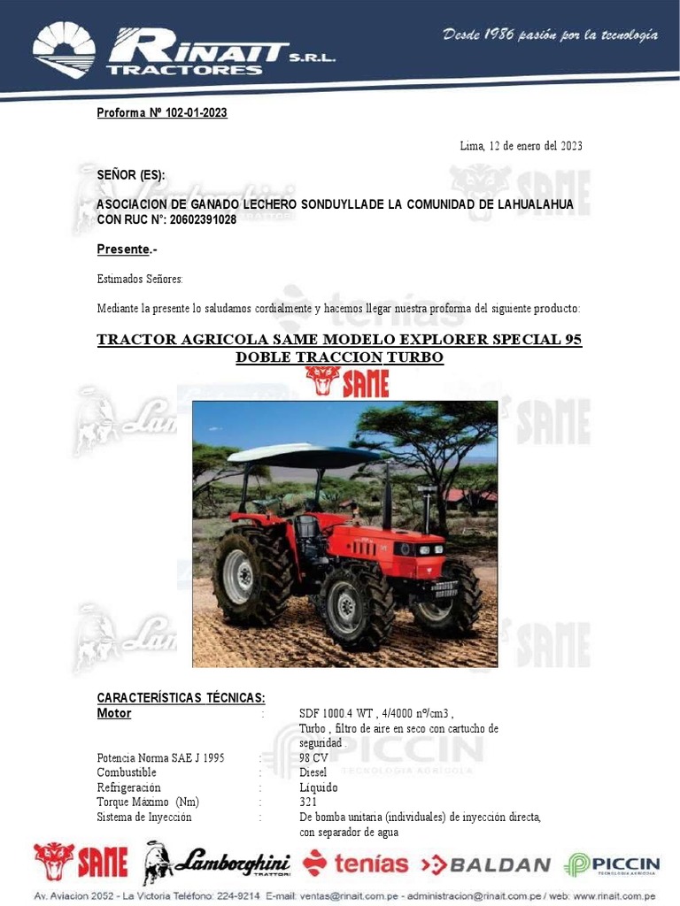 3 - Cotizacion de Tractor | PDF | Tractor | Embrague