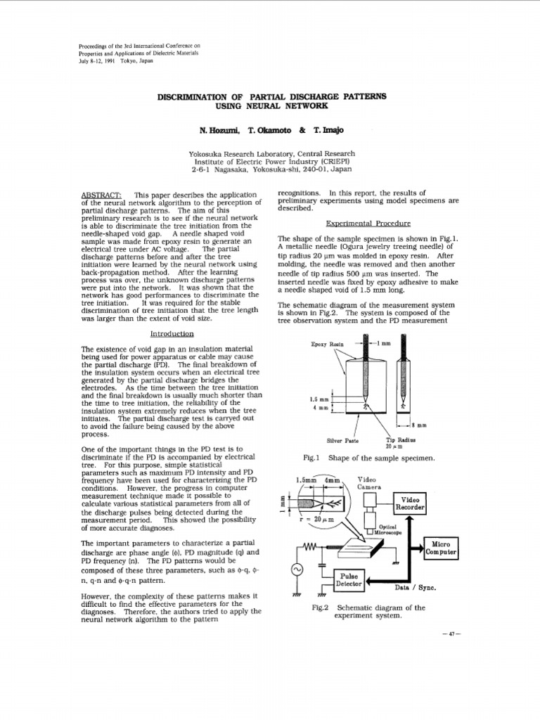 Discrimination Of Partial Discharge Patterns Using Neural Networ Pdf Electrical Engineering
