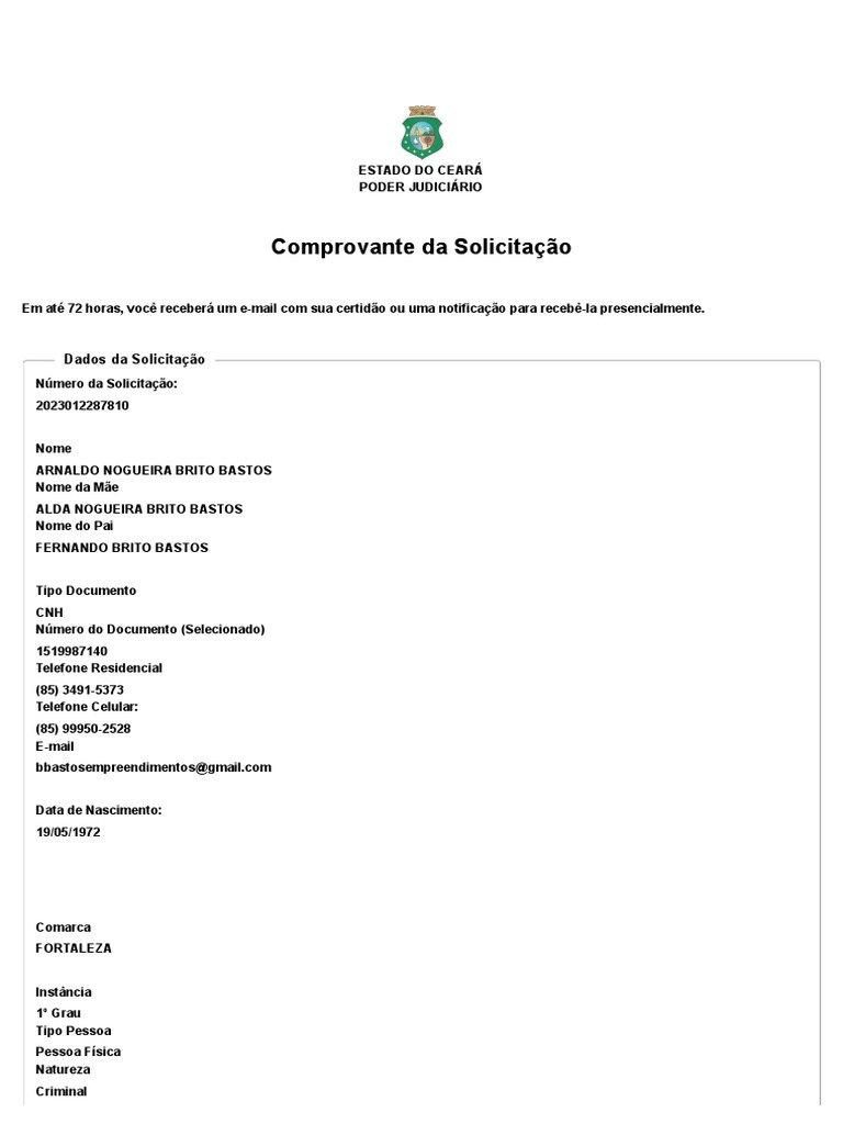 Sistema de Requerimento e Expedição de Certidões | PDF