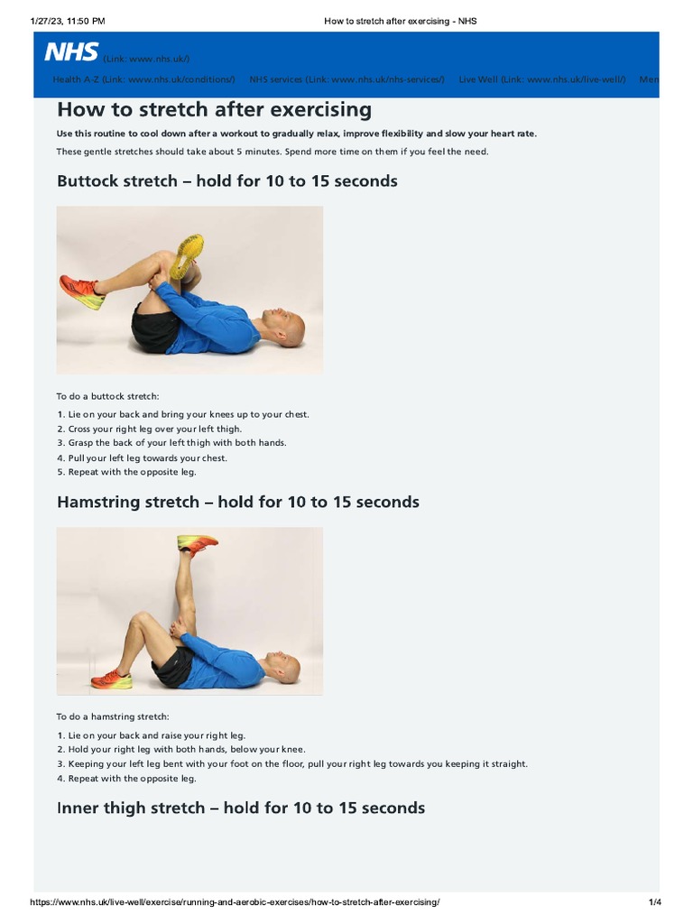 How To Stretch After Exercising - NHS | PDF