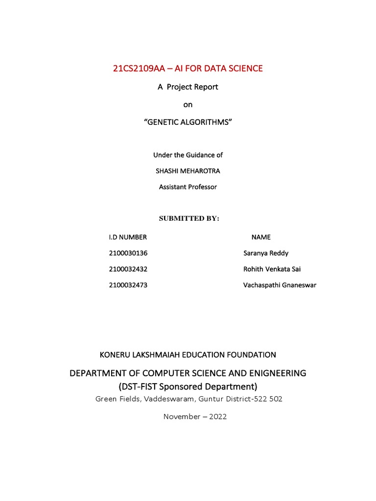 AIDS Project Report | Download Free PDF | Genetic Algorithm | Mathematical Optimization