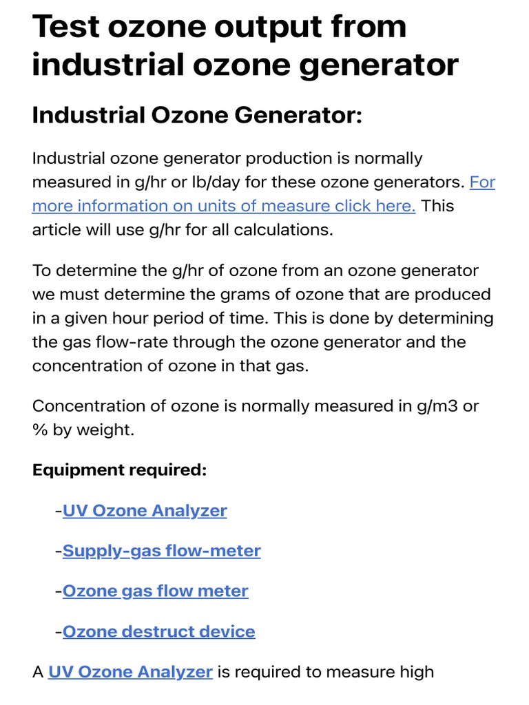 Measuring Ozone Output in g/hr | PDF | Ozone | Flow Measurement