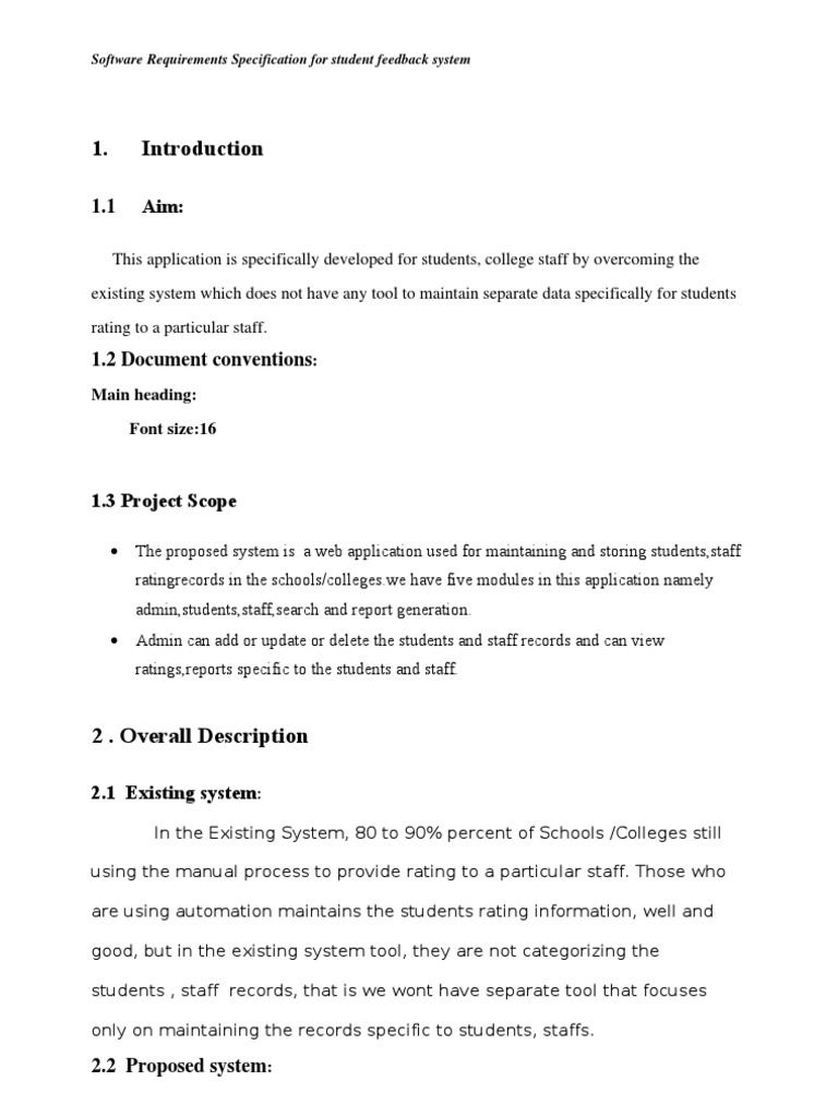 Main Heading: Font Size:16: Software Requirements Specification For ...