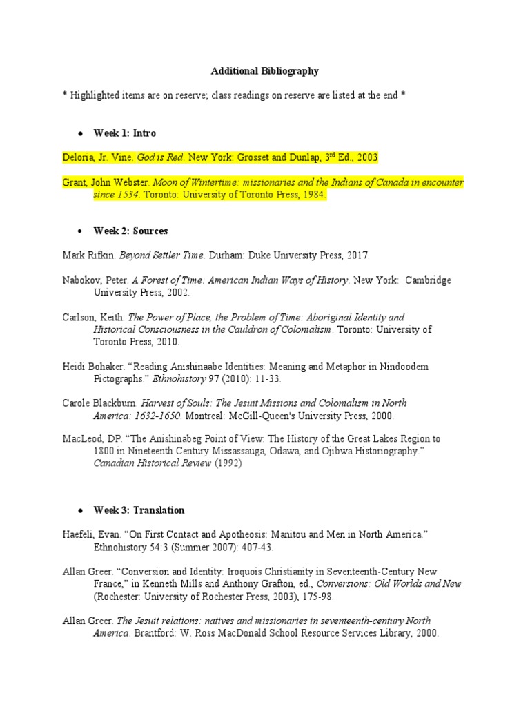 REL 2802 - Additional Bibliography | PDF | Indigenous Peoples Of North America | Indigenous ...