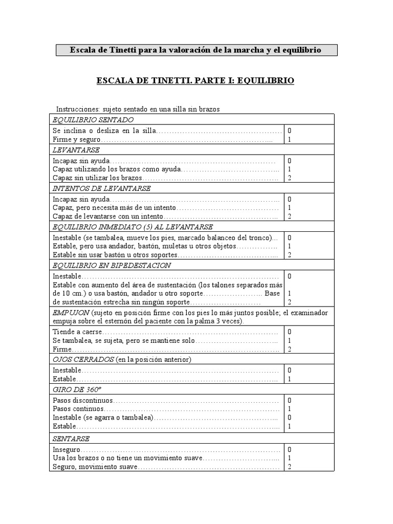 Escala Tinetti | PDF