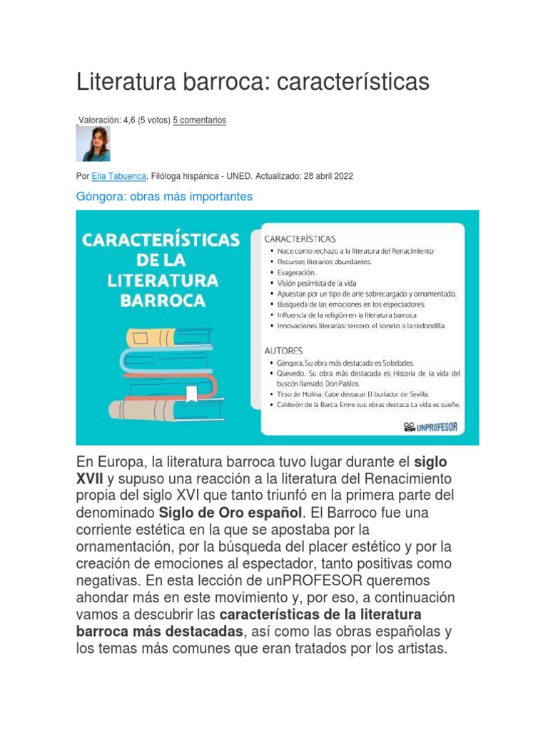 Literatura Barroca 1 | PDF | Barroco | Poesía