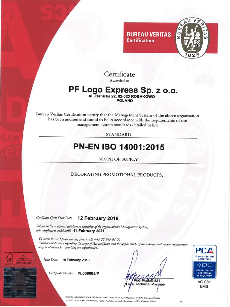 PFConcept ISO 14001 2018 | PDF