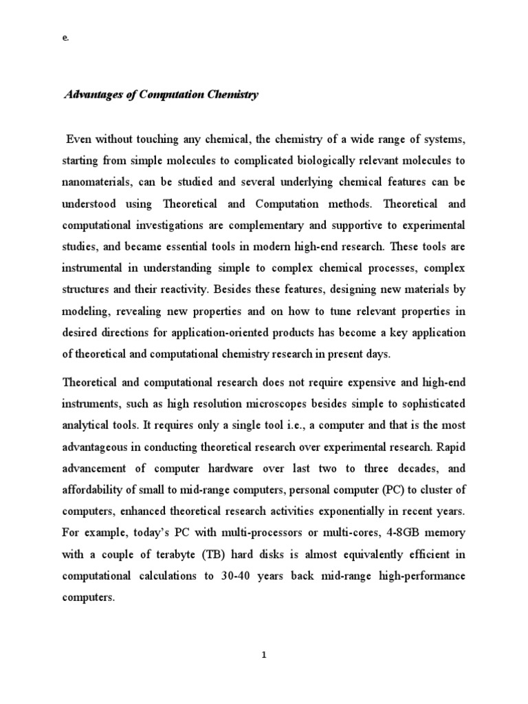 Advantages of Computation Chemistry | PDF | Computational Chemistry ...