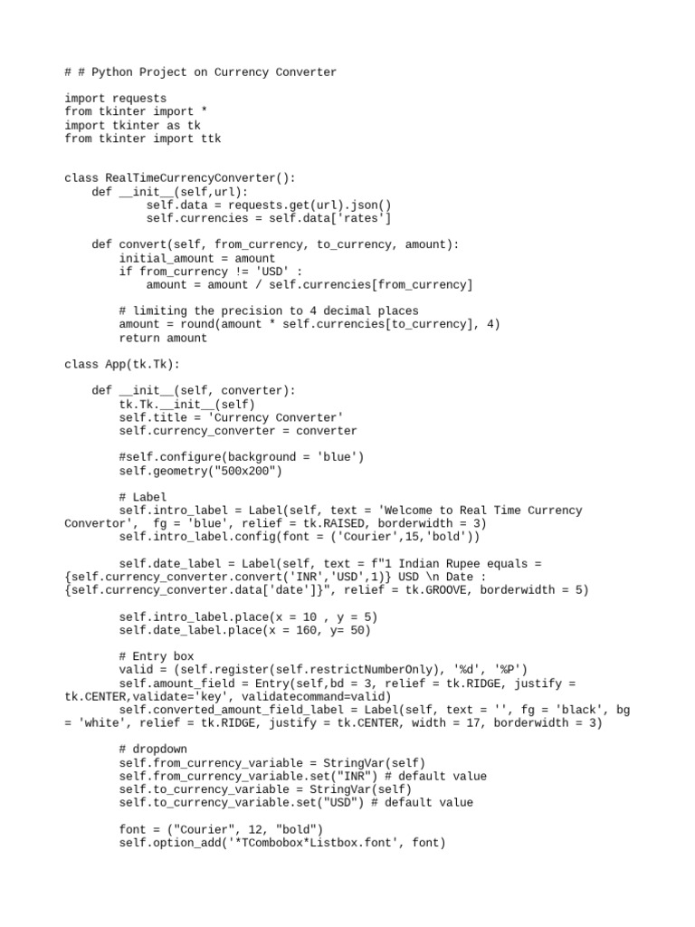 Currency Converter Python | PDF | Foreign Exchange Market | Computer Programming