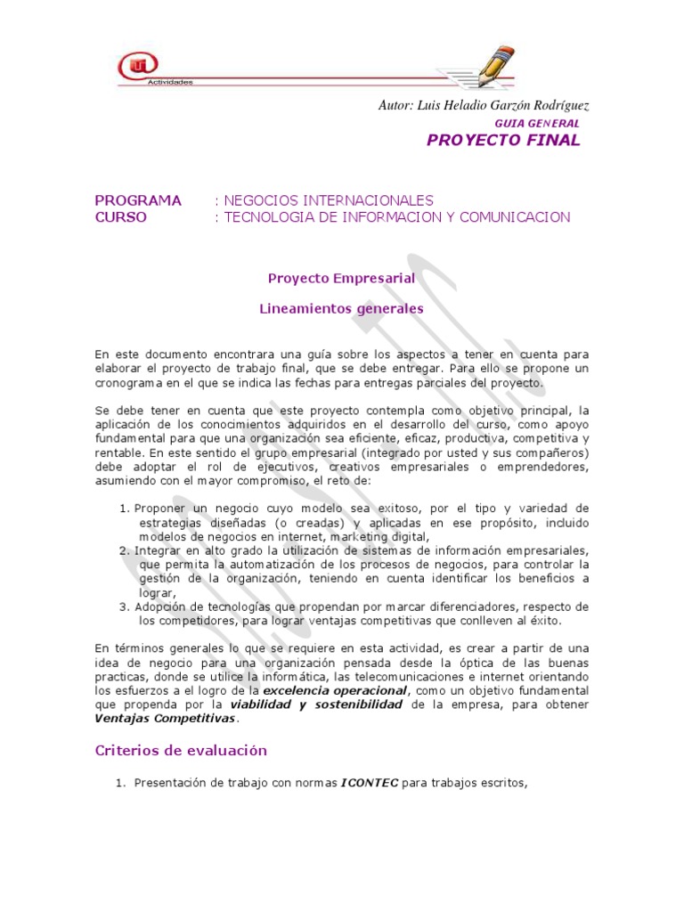 Guia Proyecto Final TIC | PDF | Responsabilidad social corporativa | Software