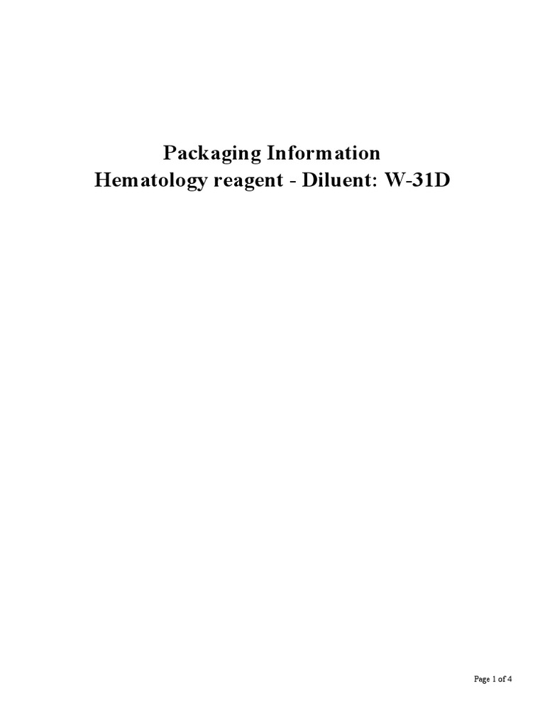 Hematology Reagent Packaging Details | PDF | Packaging And Labeling ...